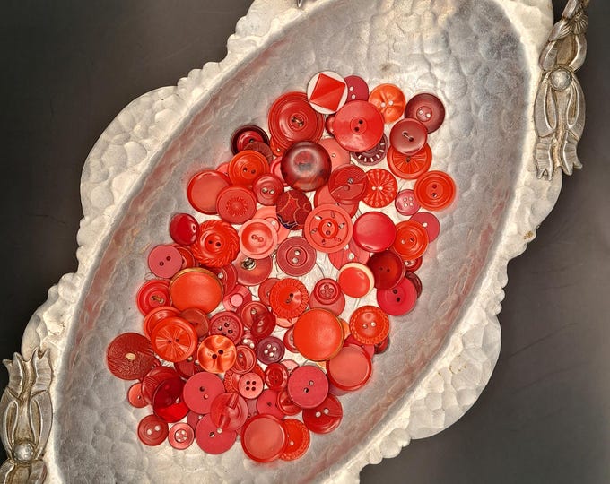 Over 100 Buttons Destash. Red Assortment. Various Sizes, Ages, and Hues ...