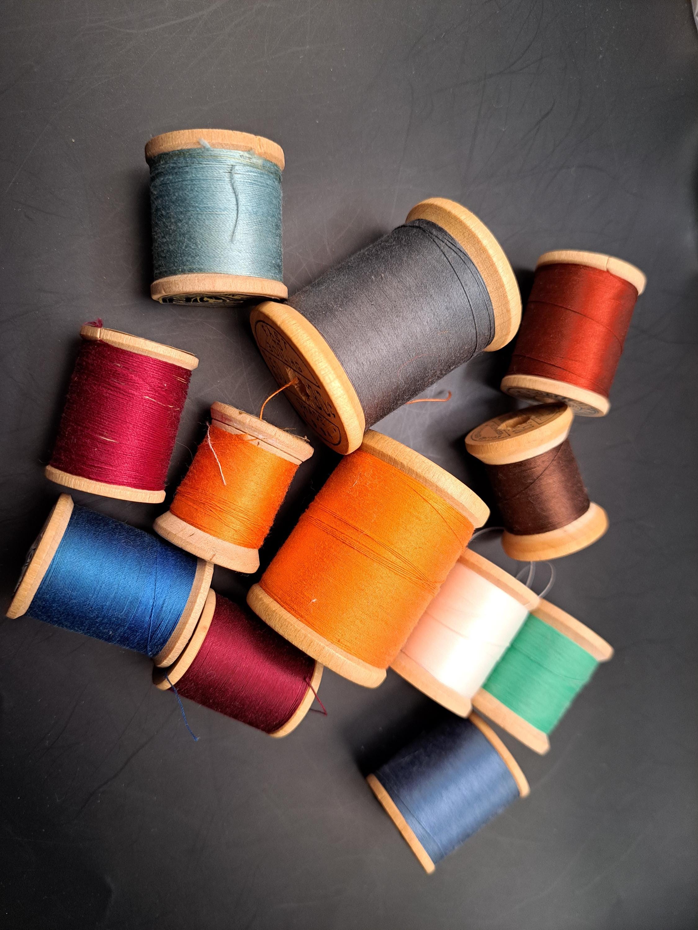 Grab Bag of a Dozen Wood Thread Spools With Thread. Crafting and Decor ...