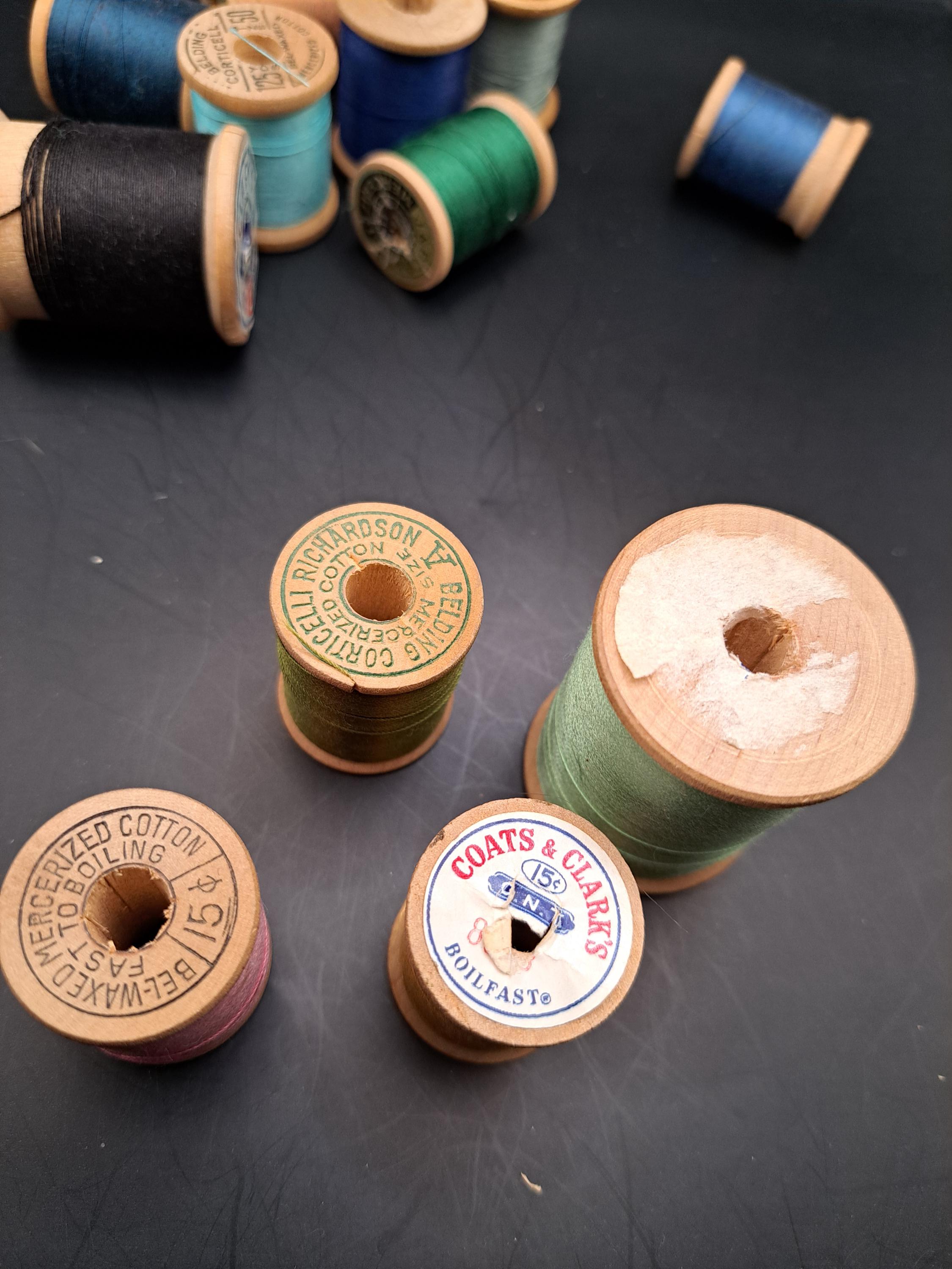 Grab Bag of a Dozen Wood Thread Spools With Thread. Crafting and Decor ...