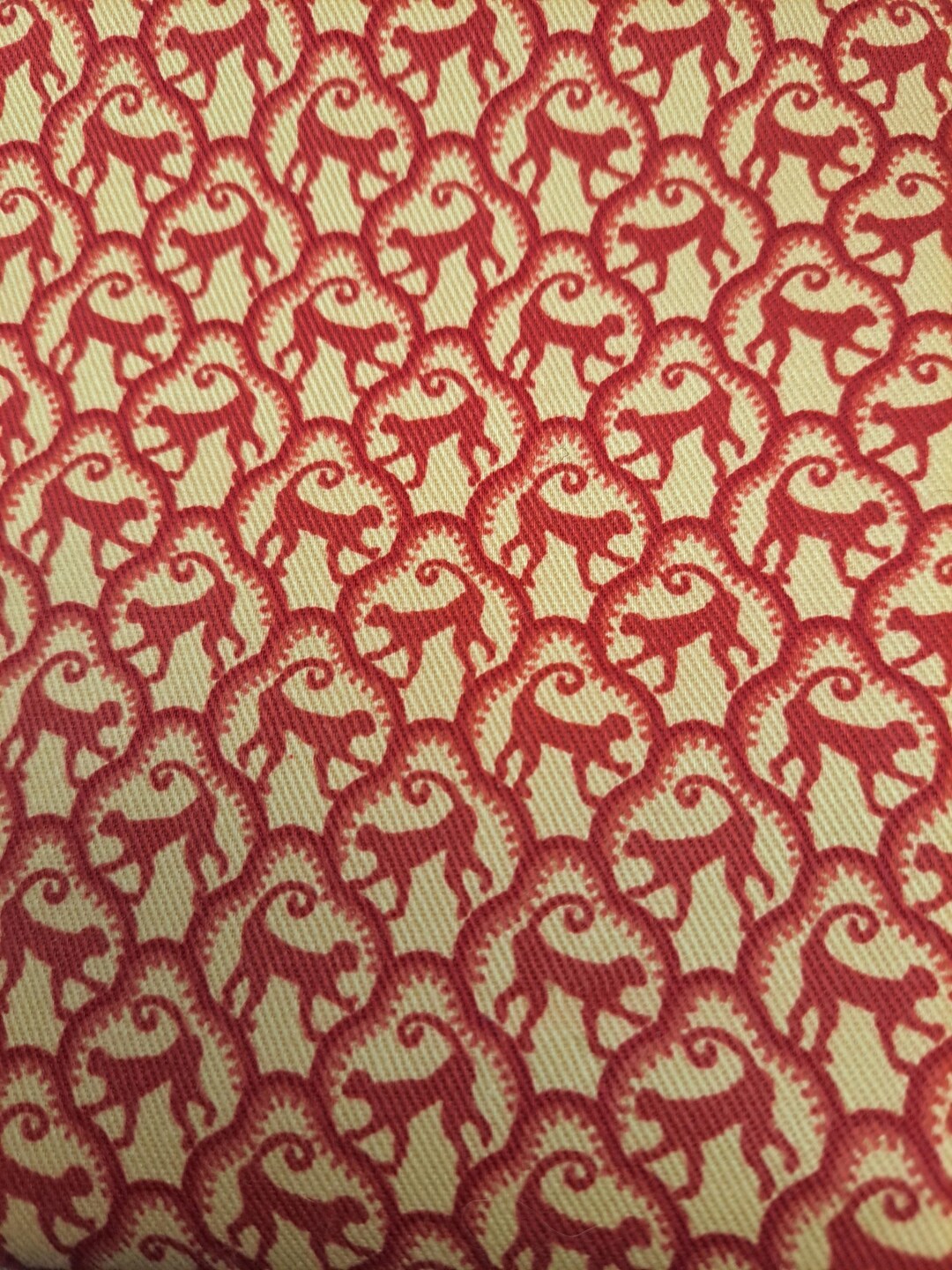 Monkey Fabric. Approximately 1 Yard of Beige/yellow With Red Monkeys ...