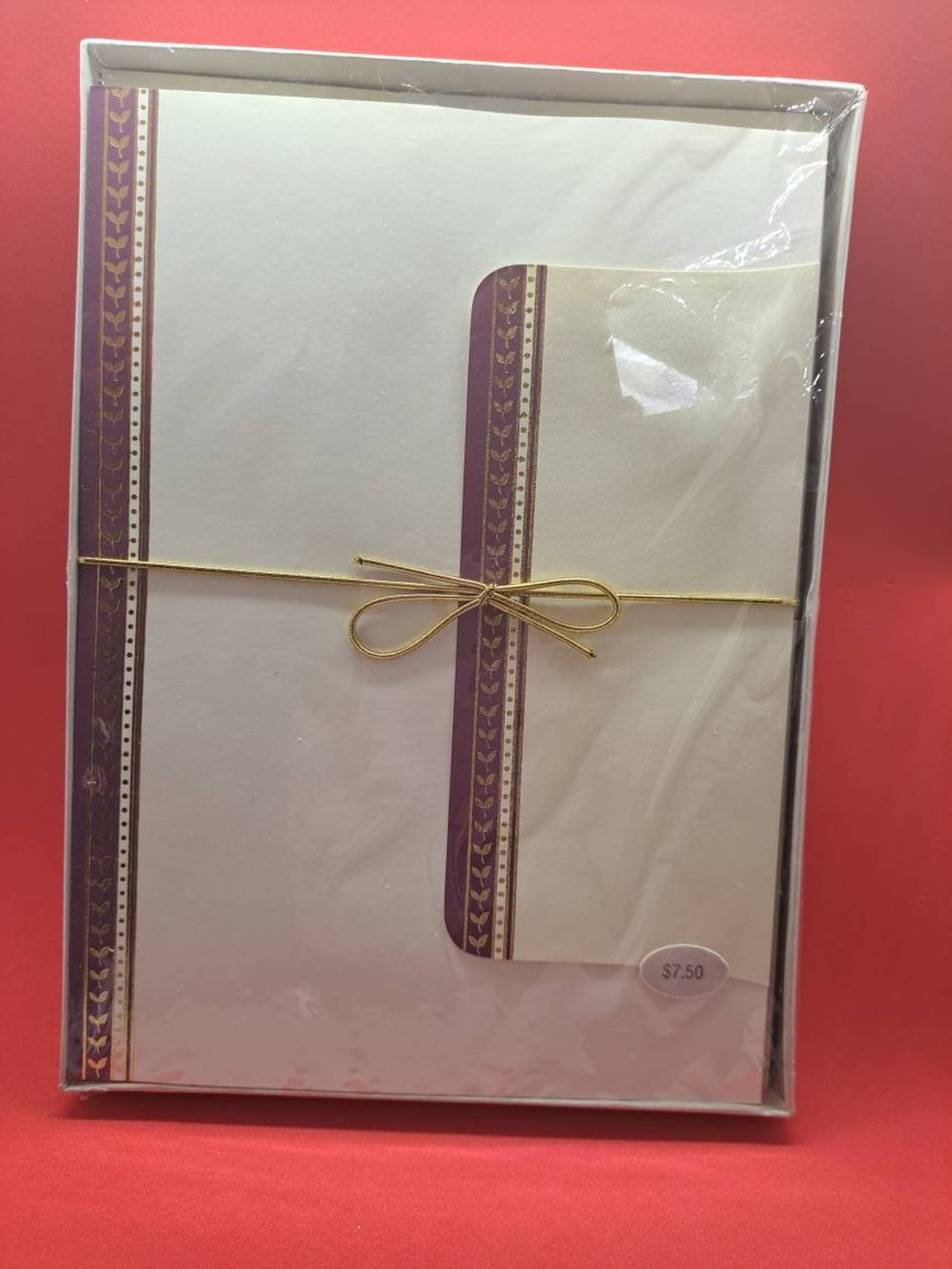 Hallmark Sealed Packaged Stationary Set. Pretty White Paper With Deep ...