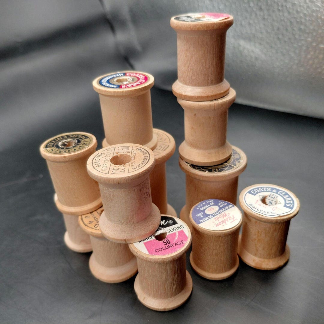 Grab Bag of a Dozen Wood Thread Spools Without Thread. Crafting and ...