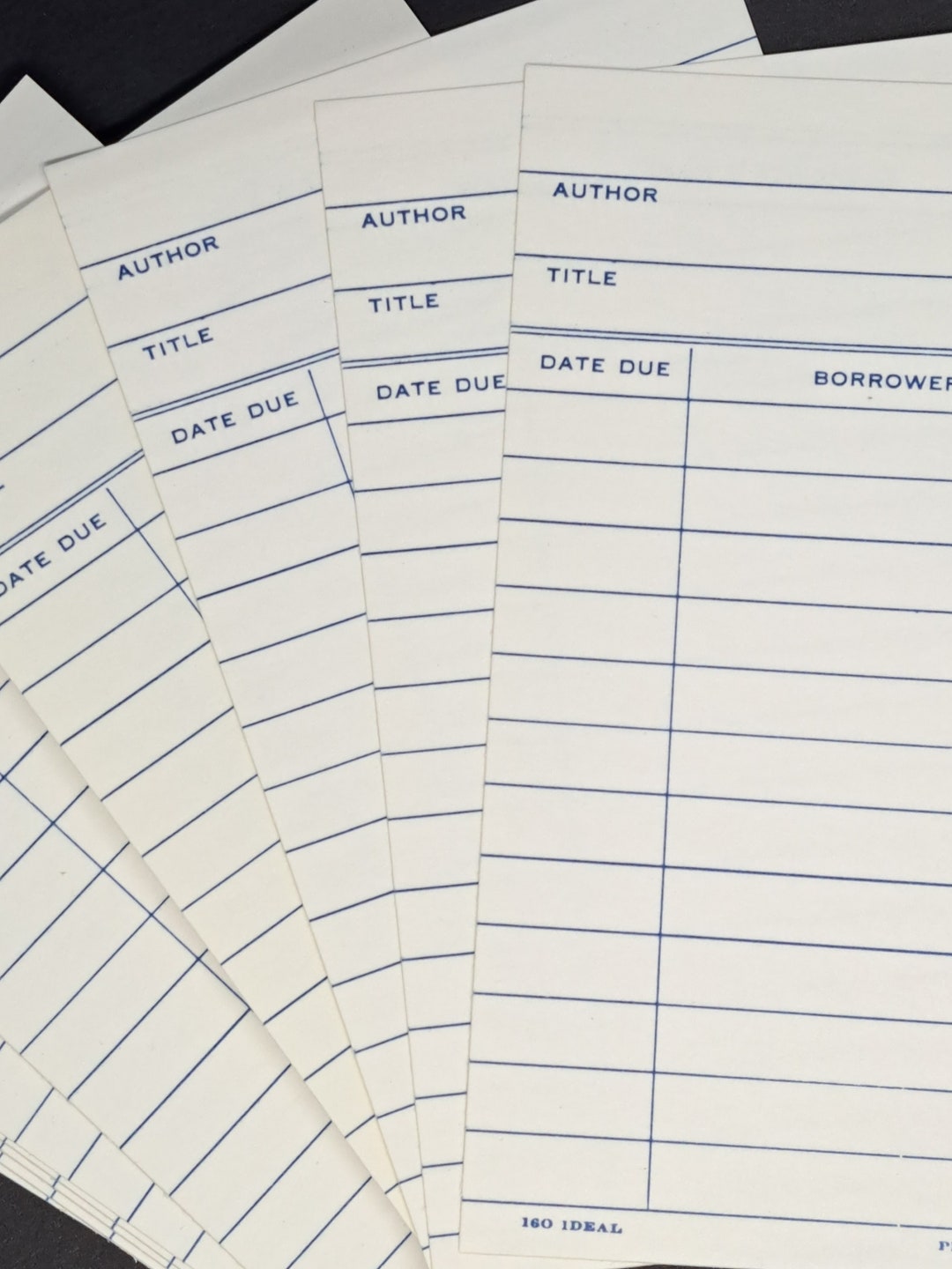 Twenty Five Library Due Date Book Cards. All Blank, All Unused. Blue ...