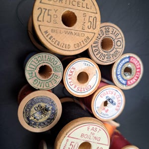Grab Bag of a Dozen Wood Thread Spools With Thread. Crafting and Decor ...