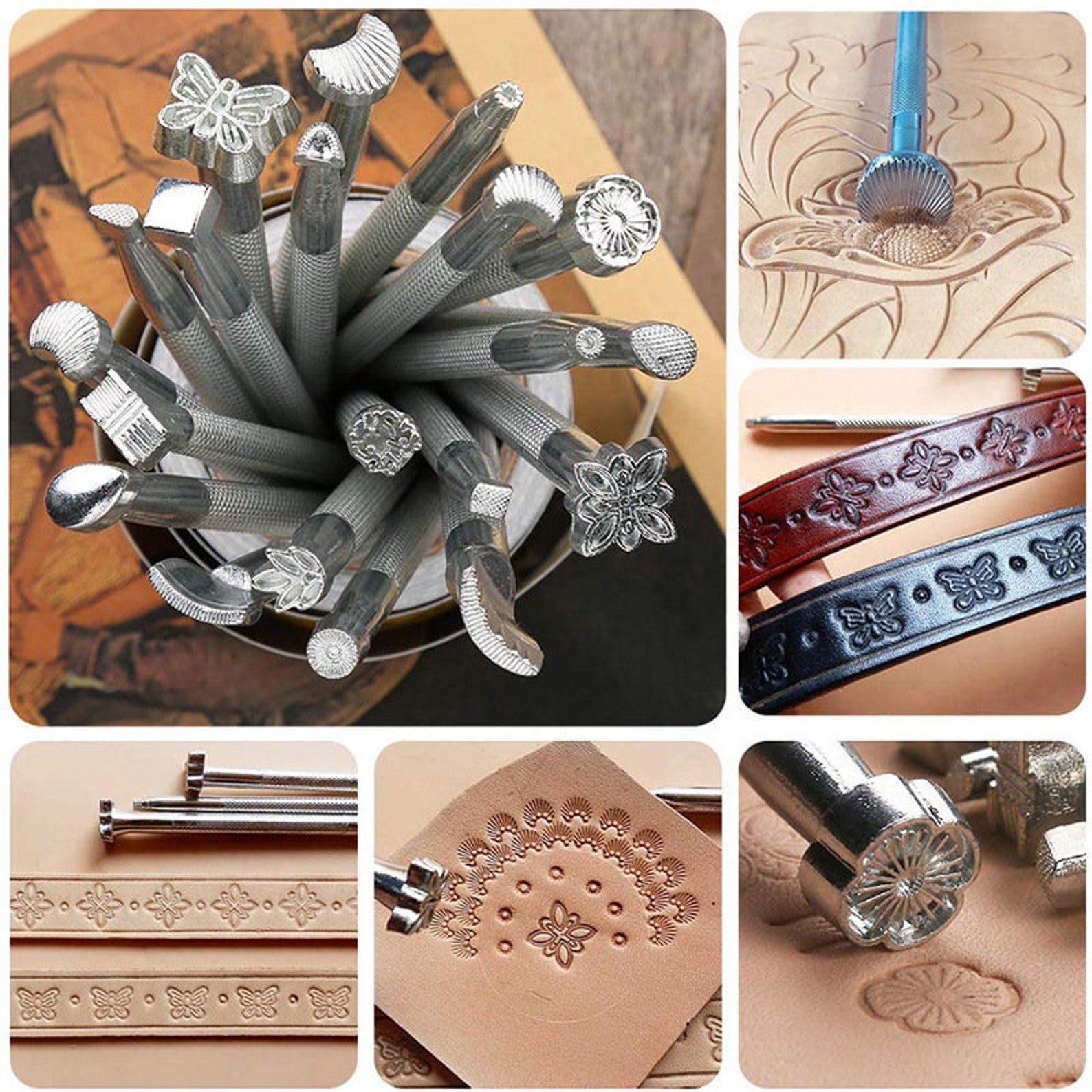 Leather Carving Tool 20 PCS Set Leather Craving Craft Stamp Punch,ready ...