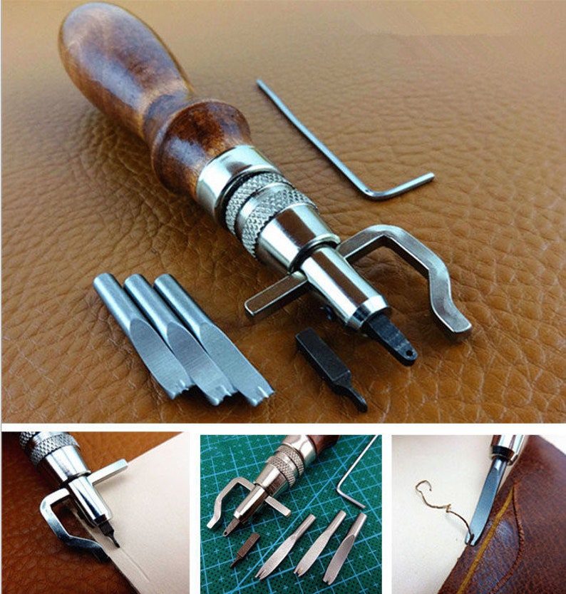 5 in 1 Adjustable Leather Edge Stitching Groover Set 3 Replace Edge ...