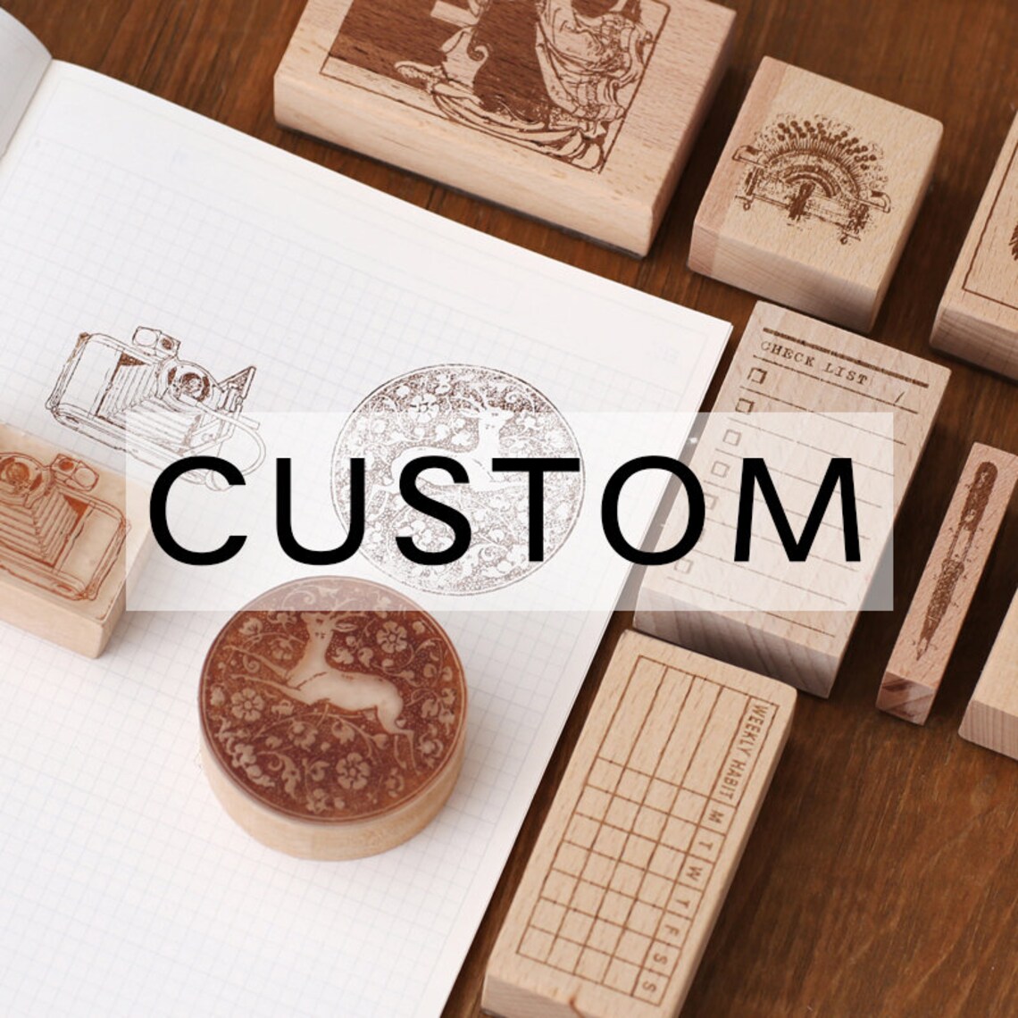 Custom Wood Stampcustom Rubber Stampspersonalized Logo Wood | Etsy