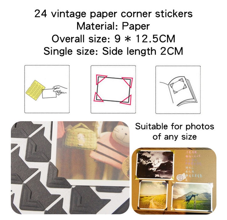 Kraft Paper Corner Stickers, Retro Corner Stickers for DIY Scrapbooking ...
