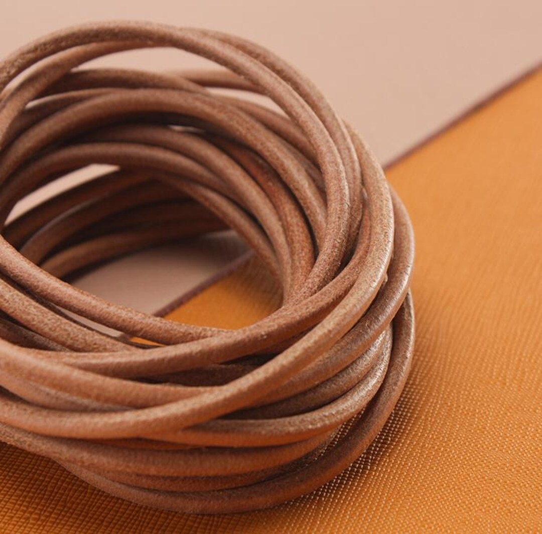 Natural Color Leather Rope, DIY Original Color Round Cowhide Rope ...