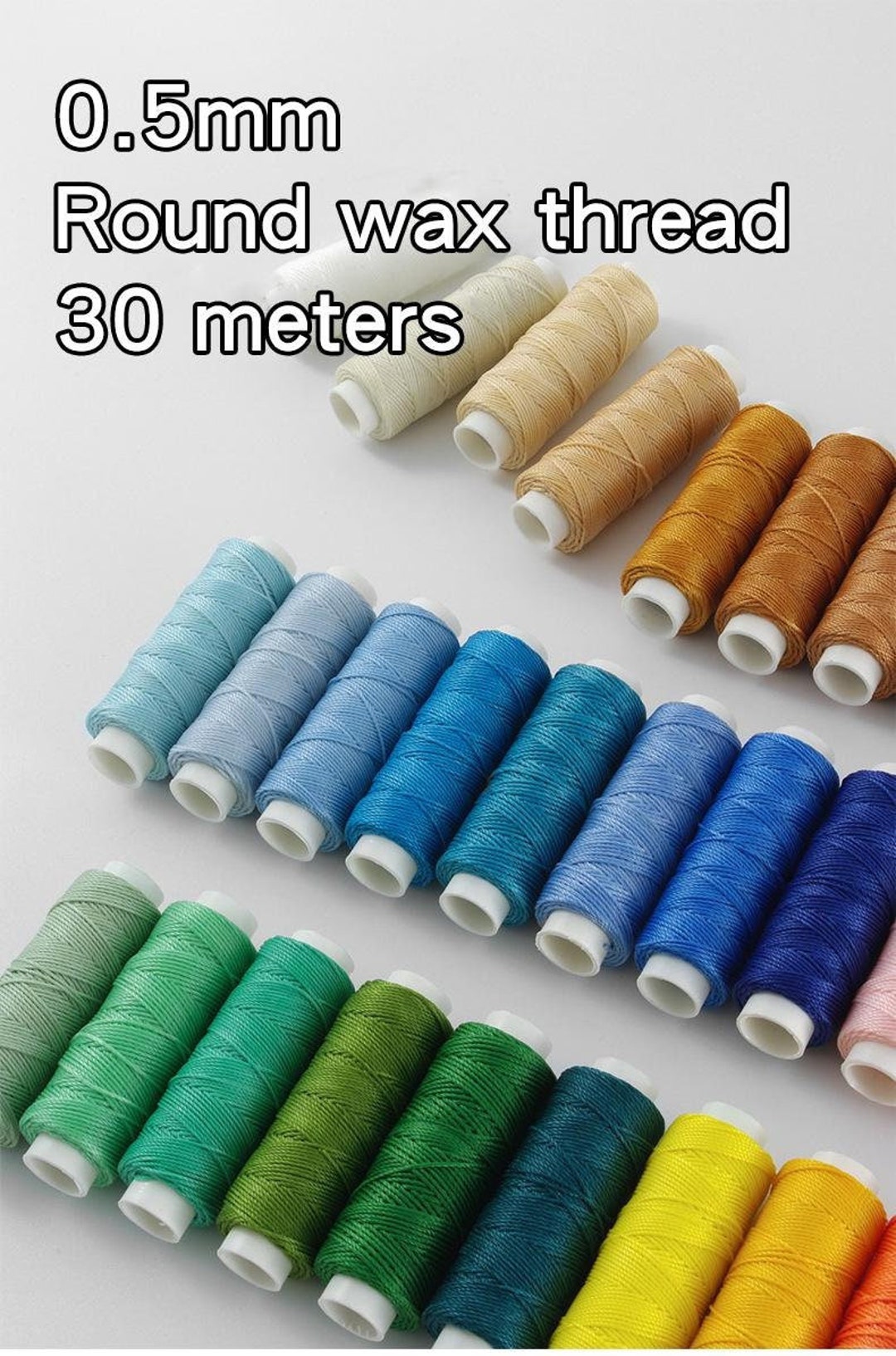 43 Colors 30m/0.55mm Round Wax Thread, Polyester Hand Sewn Thread ...