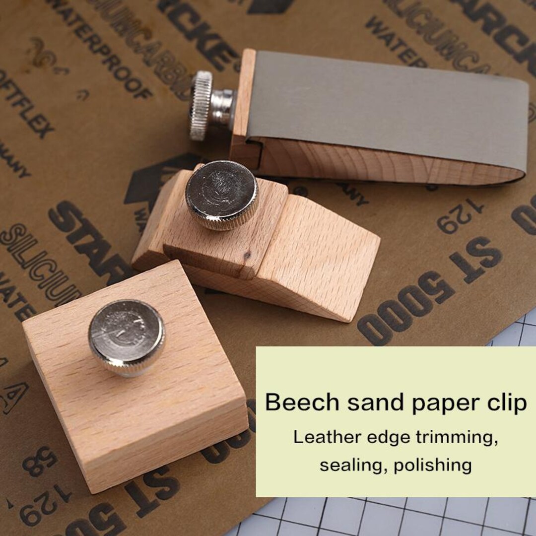Beech Sand Paper Clip, Leather Edge Frosted Paper Holder, Handmade DIY ...
