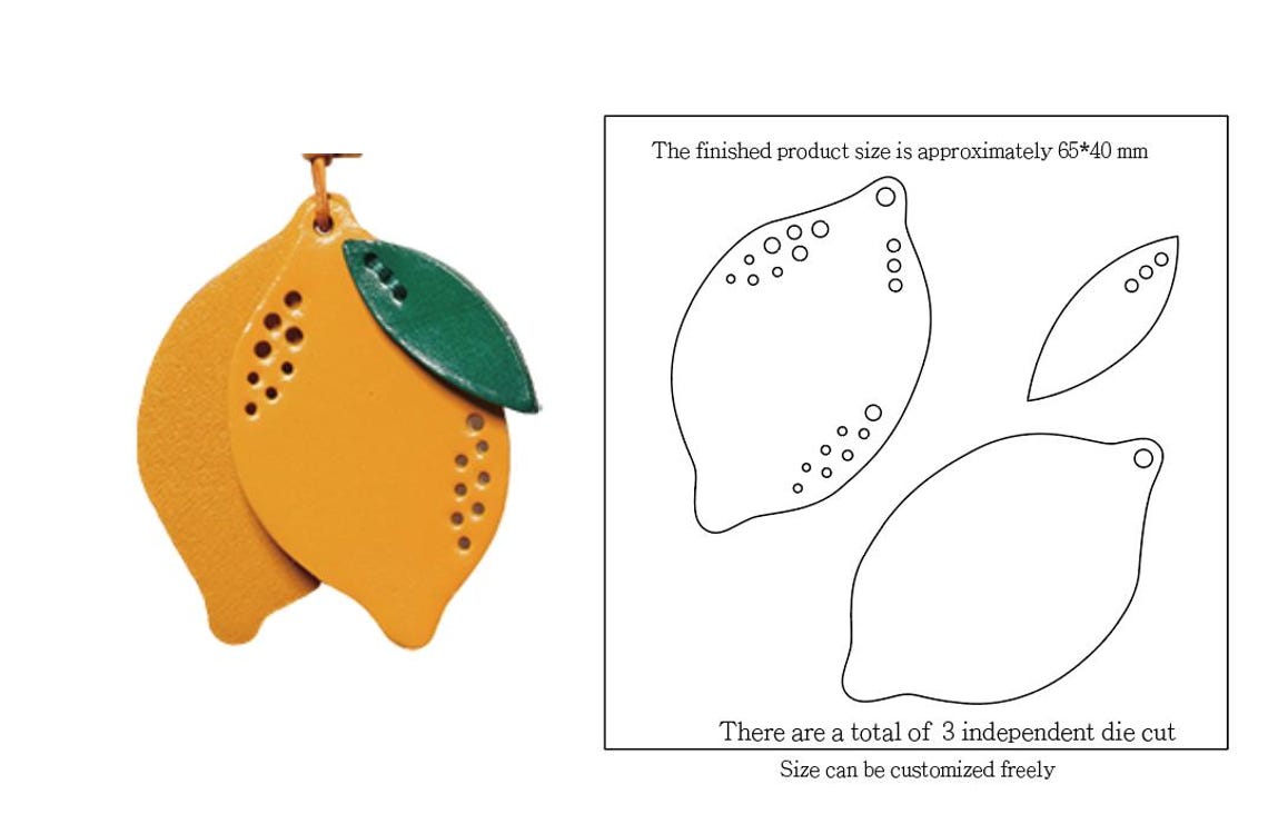 Lemon Pendant Die Cut Mold, Leather Lemon Keychain Cut Dies,leather ...