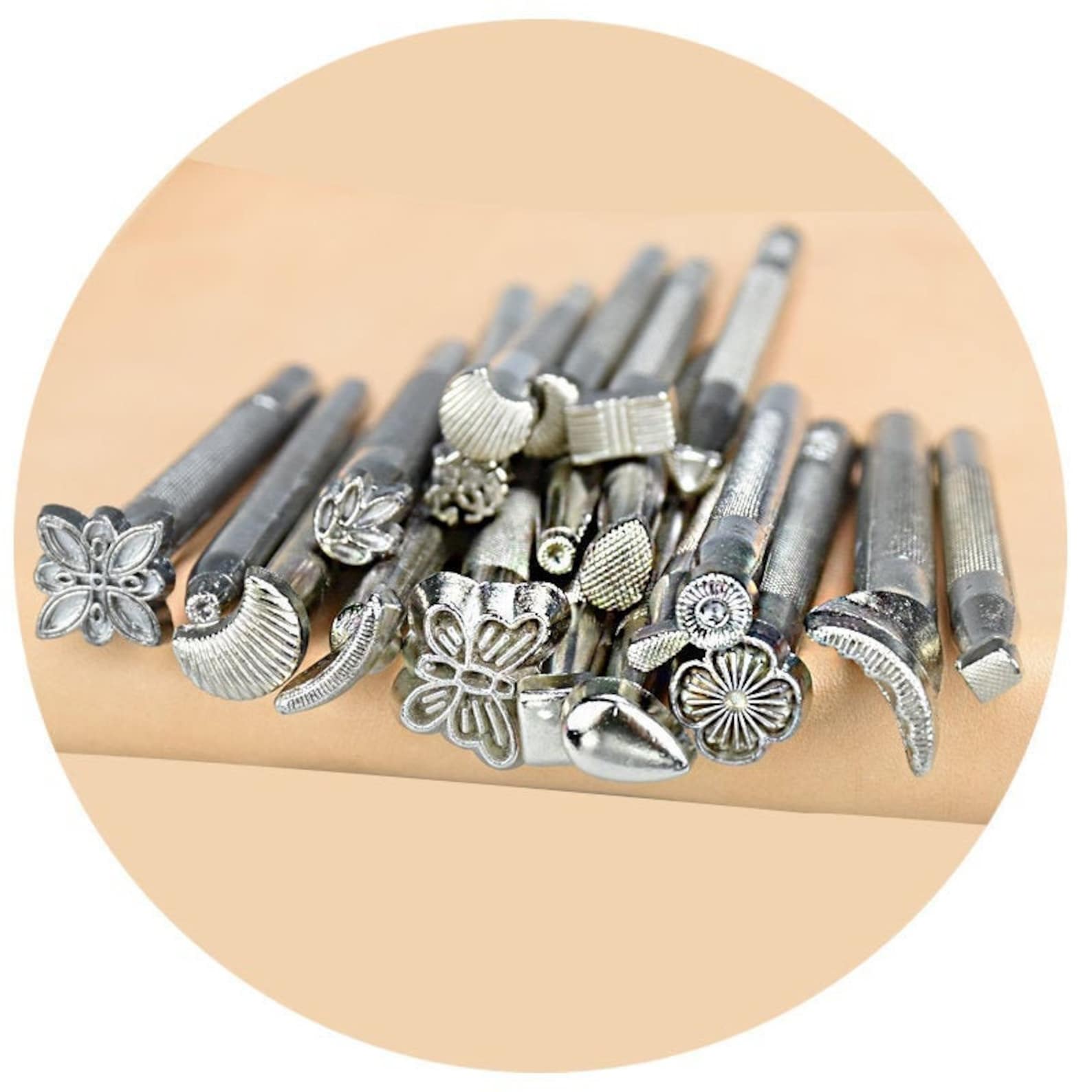 Leather Carving Tool 20 PCS Set Leather Craving Craft Stamp Punch,ready ...