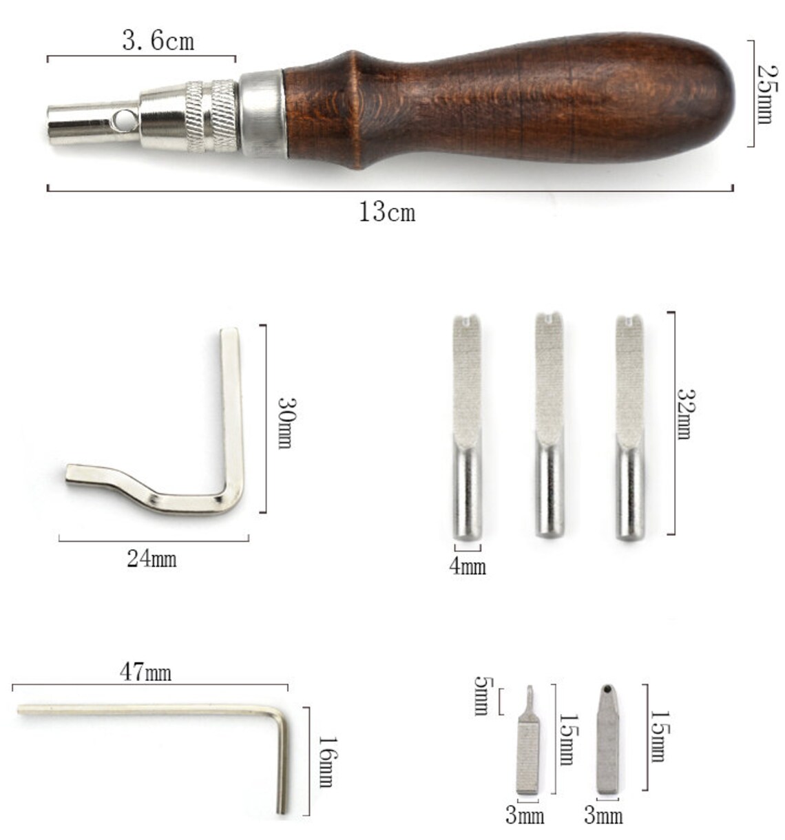 5 in 1 Adjustable Leather Edge Stitching Groover Set 3 Replace Edge ...