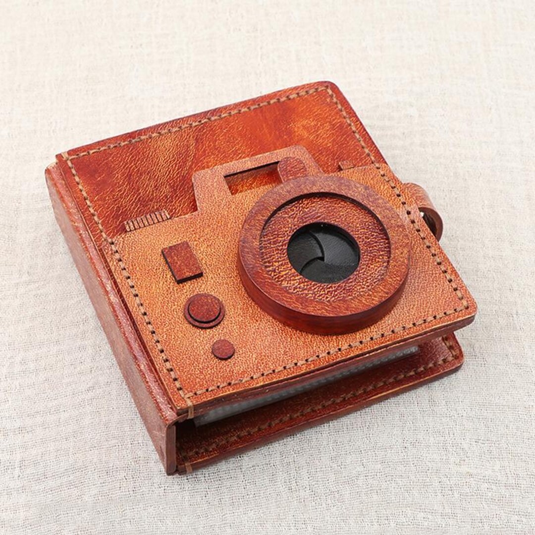 Handmade Genuine Leather Photo Album. 3-inch Creative Camera Lens Album ...