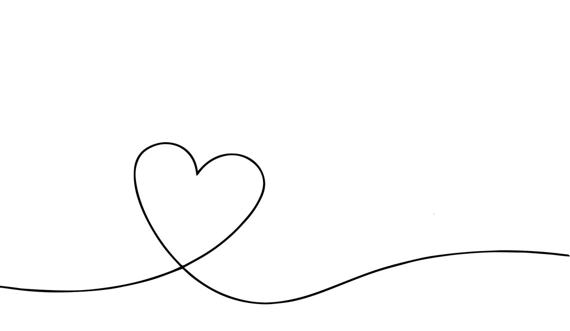 Black and White One Line Heart Icon PNG, PDF JPG Files - Instant ...