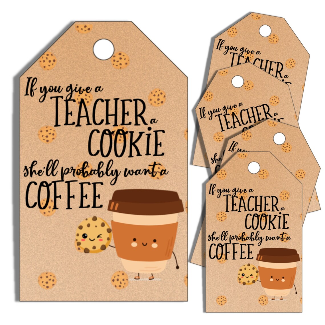Teacher Gift Tag Coffee and Cookies Gifts for Teacher - Etsy