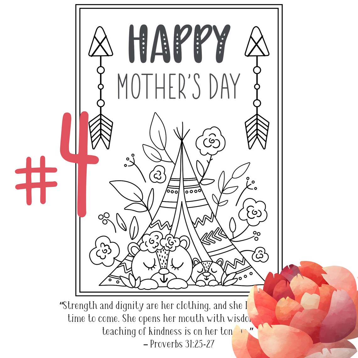Mother's Day Coloring Pages With Bible Verses - Etsy