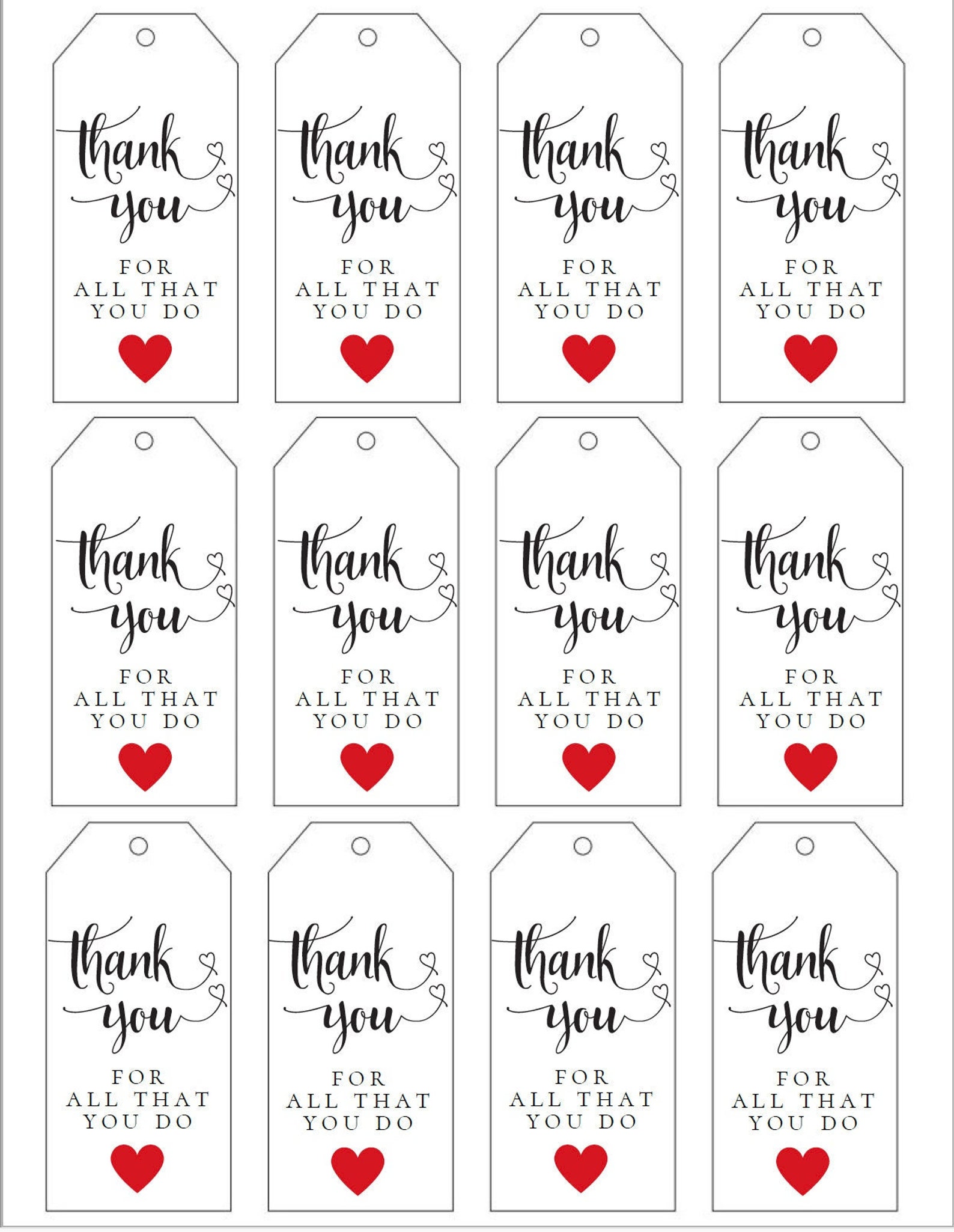 Volunteer Appreciation Gift Tags Volunteer Thank You Appreciation Tag ...