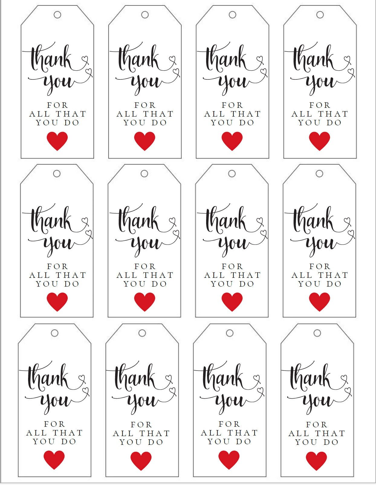 Volunteer Appreciation Gift Tags Volunteer Thank You Appreciation Tag ...