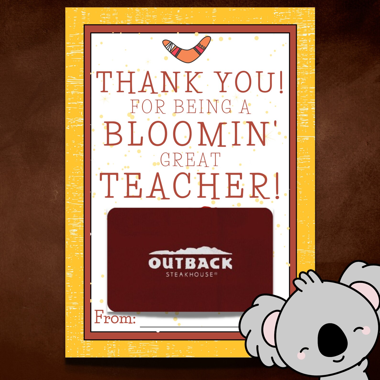Outback Steakhouse Gift Card Holder - Teacher Gift Ideas - Volunteer ...