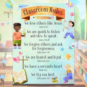 Christian Classroom Rules Poster With Bible Verses for Homeschool, Kids ...