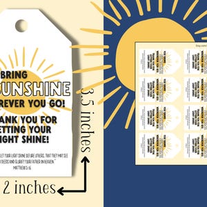 Printable Gift Tags, You Bring Sunshine, Volunteer Appreciation, Thank ...