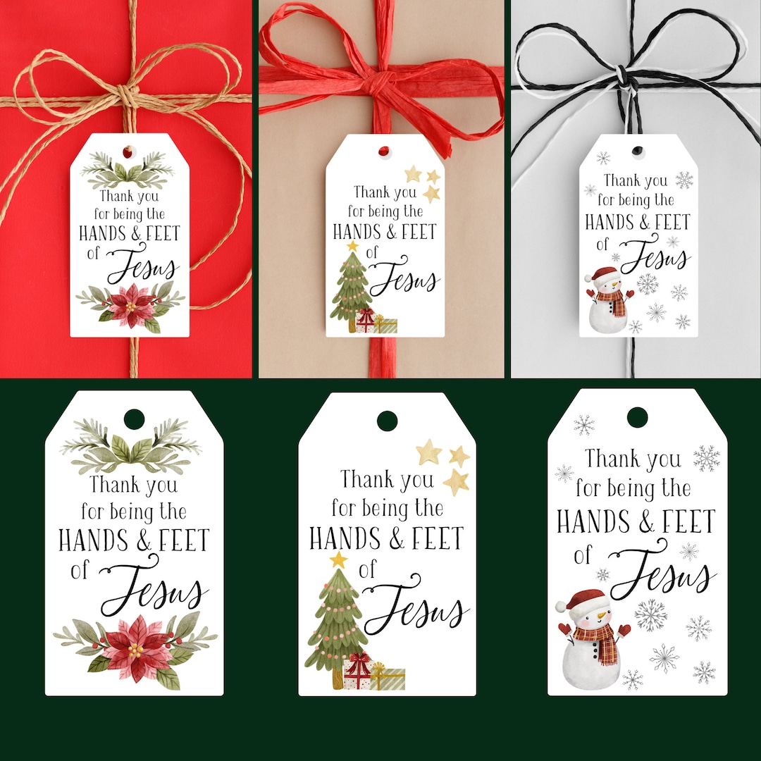 Christmas Gift Tag - Thank You for Being the Hands & Feet of Jesus ...