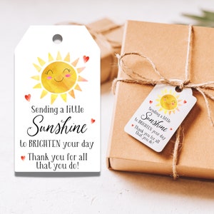 Sending a Little Sunshine to Brighten Your Day! Gift Tag, Thank You ...
