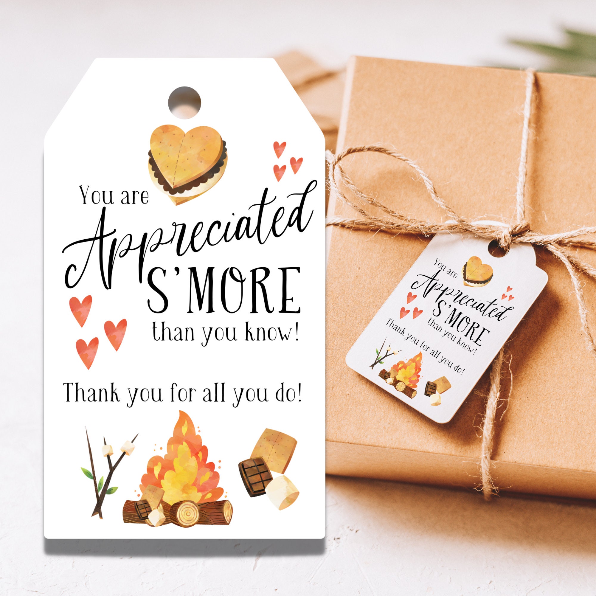 Volunteer Appreciation Gift Tag - S'more Gift Tag - S'more Children's ...