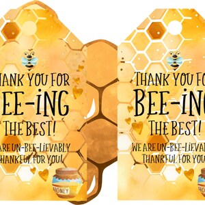 Printable Gift Tag, Volunteer Thank You, Thank You for Bee-ing the BEST ...