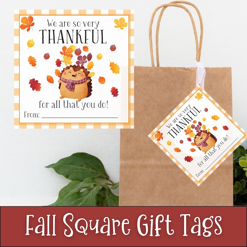 Cute Teacher Gift Tags, Thank You Tags, Autumn Fall Gift Tags, Children ...
