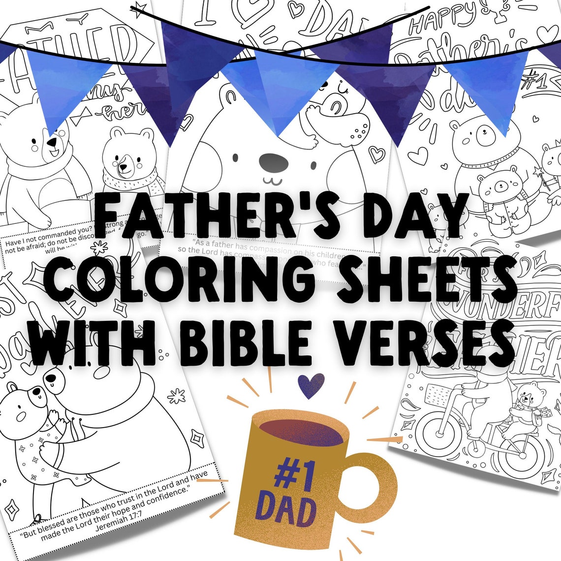 Father's Day Coloring Sheets With Bible Verses Scripture - Etsy