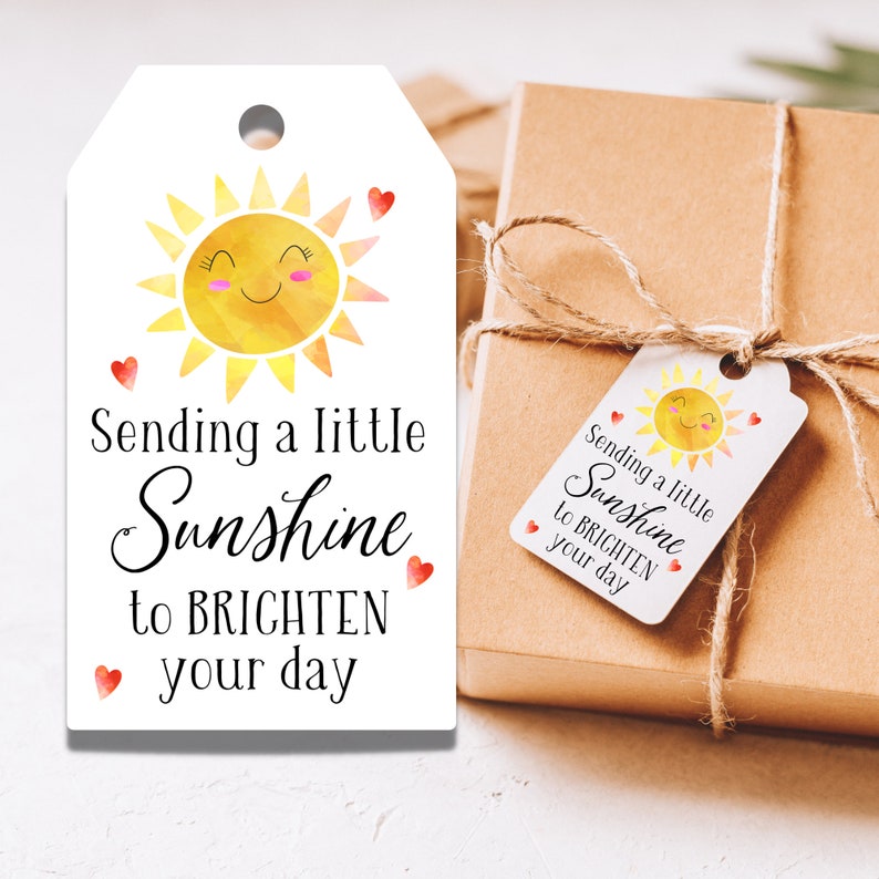 Sending a Little Sunshine to Brighten Your Day, Printable Gift Tag ...