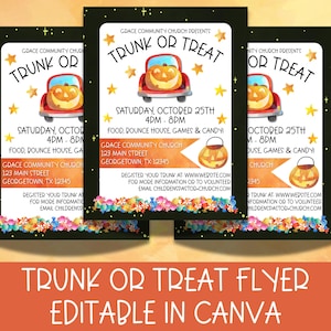 Trunk or Treat Flyer | Editable Canva Template | Church Event Flyer ...