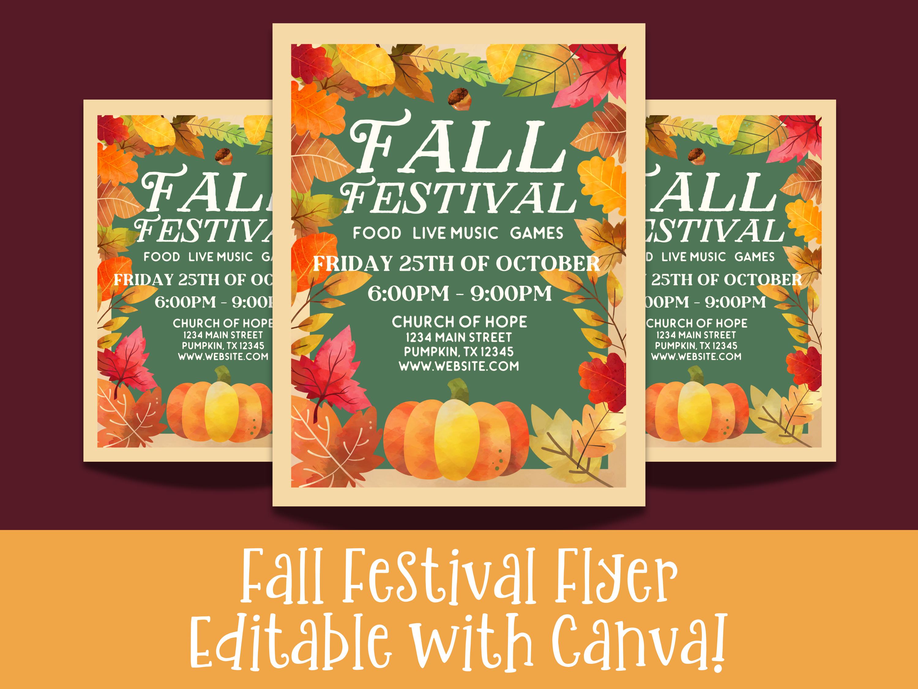 Fall Festival Flyer, Fall Festival Invitation, Fall Block Party ...