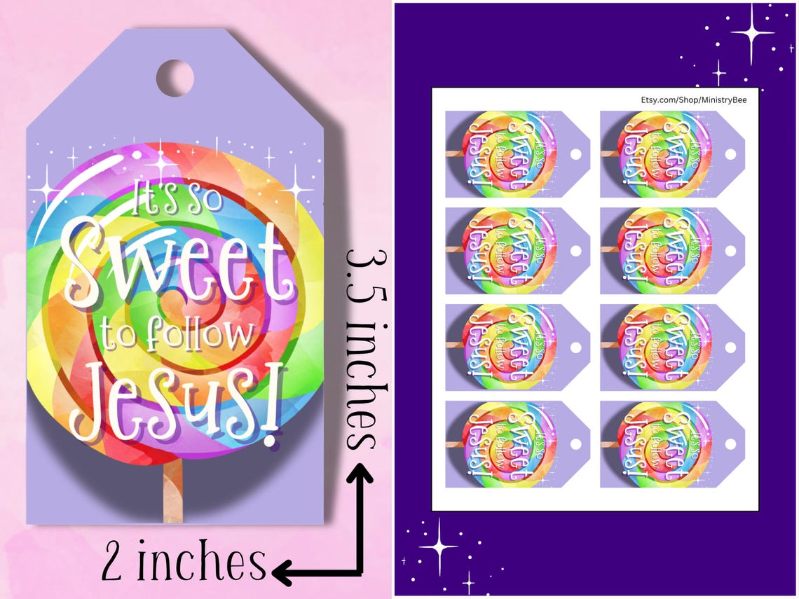 It's so Sweet to Follow JESUS! Gift Tag, Christian Party Favor Tags ...