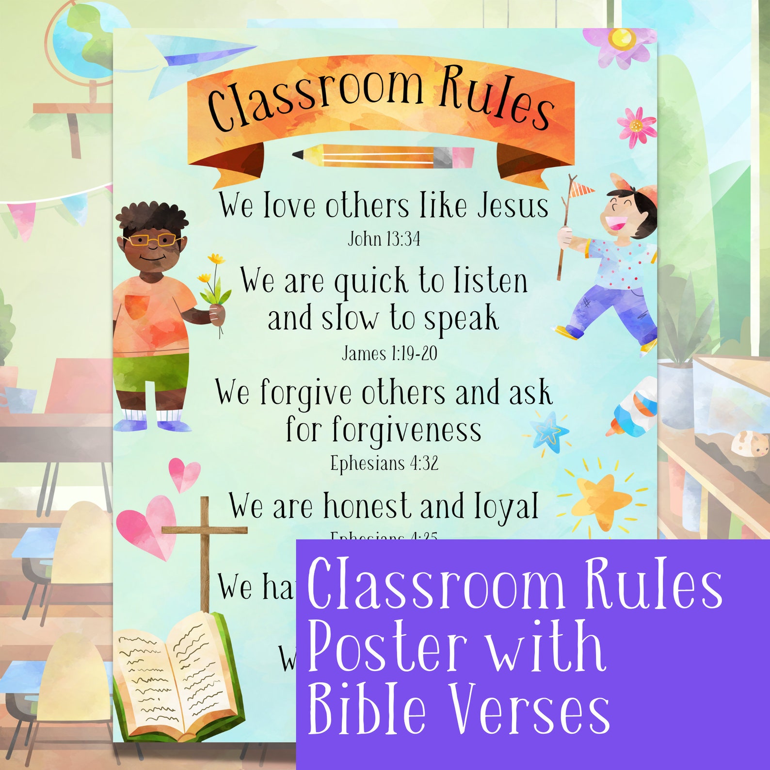Christian Classroom Rules Class Rules Poster Homeschool - Etsy