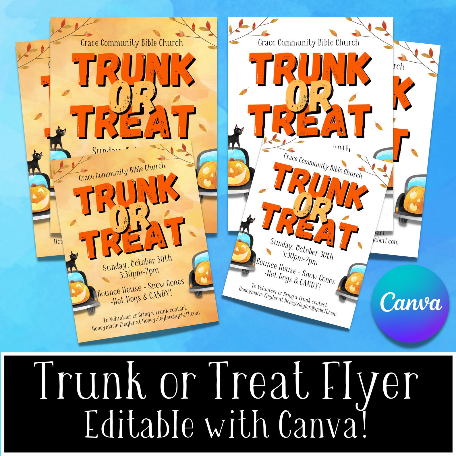 Trunk or Treat Flyer, Trunk or Treat Invitation, Halloween Block Party ...