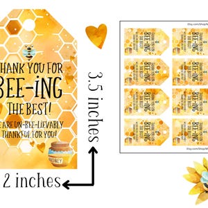 Printable Gift Tag, Volunteer Thank You, Thank You for Bee-ing the BEST ...