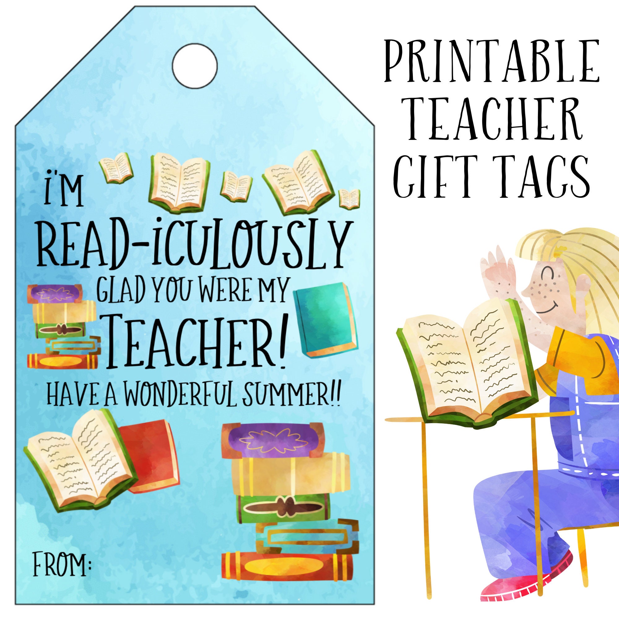 Printable Gift Tag for Teacher, I'm Read-iculously Glad You Were My ...