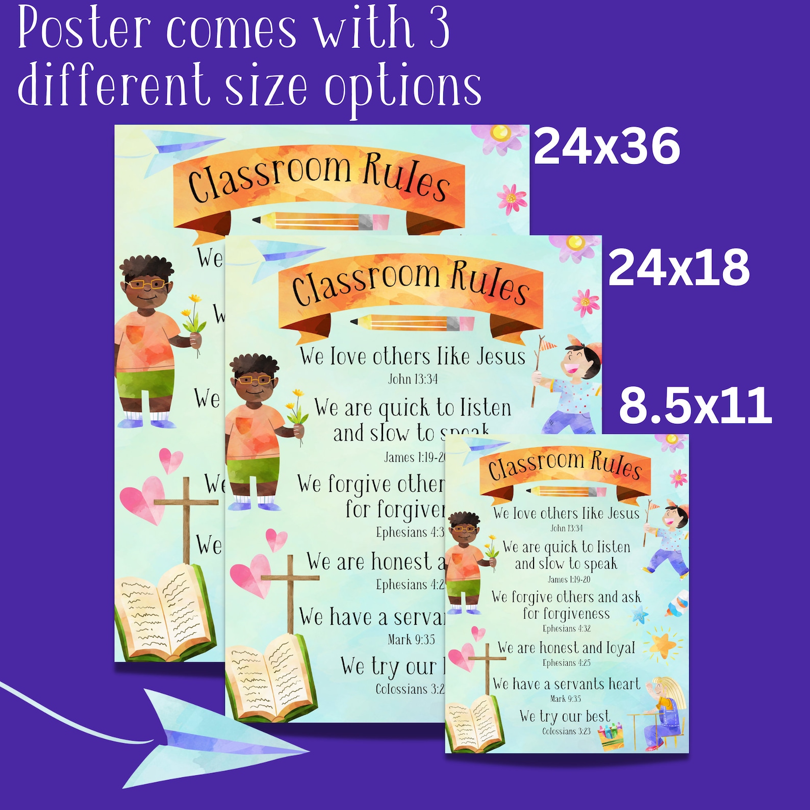Christian Classroom Rules Poster With Bible Verses for Homeschool, Kids ...