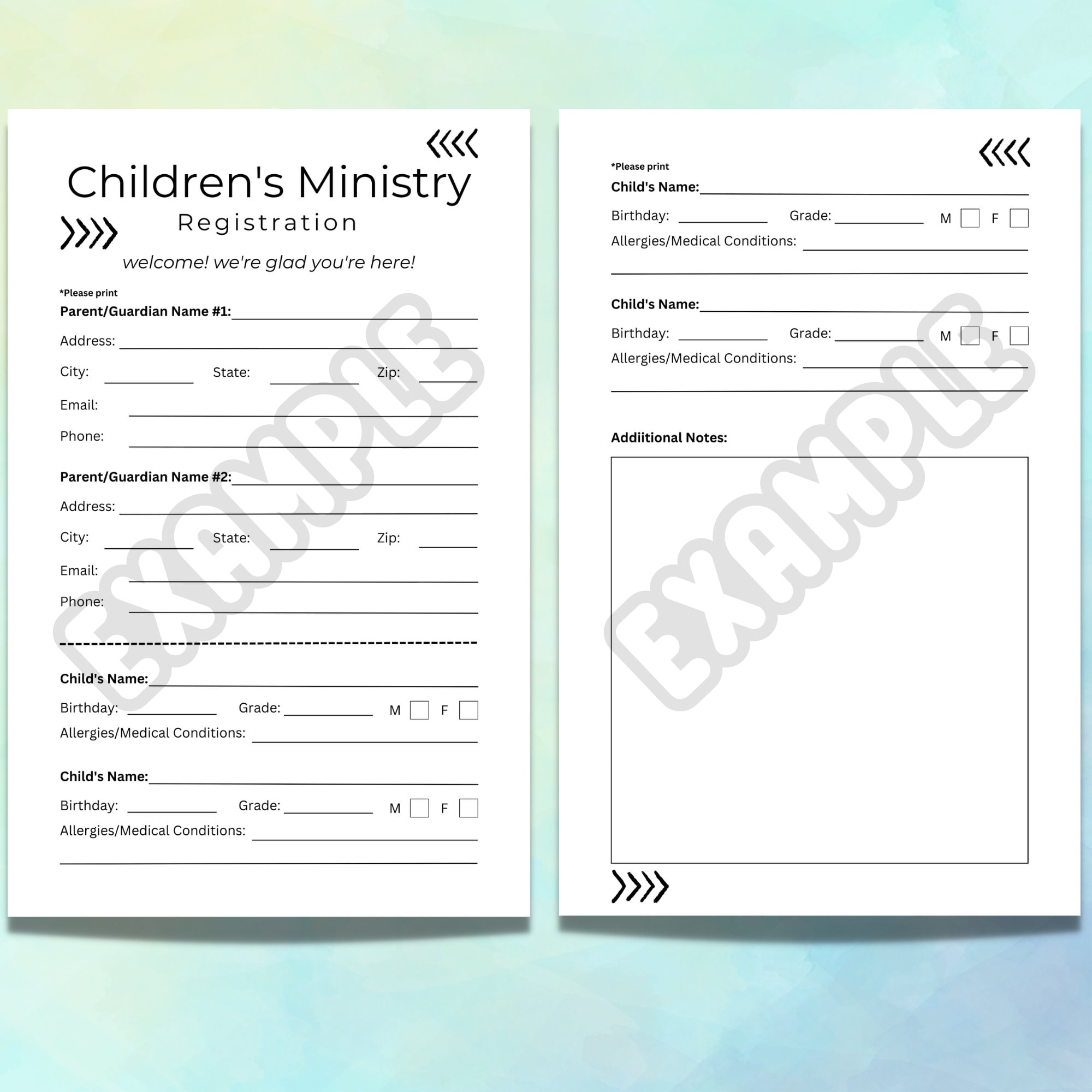Children's Ministry Registration Card, Kids Min, Connect Card, Family ...