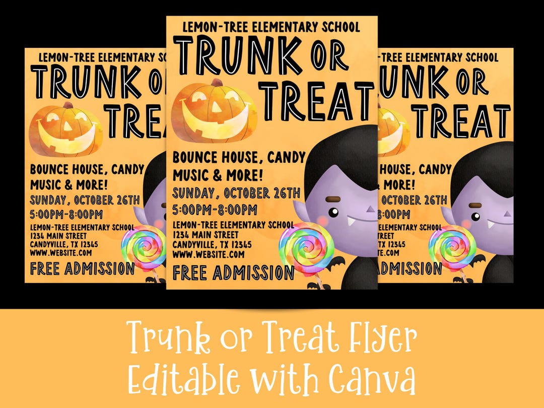 Trunk or Treat Flyer, Trunk or Treat Invitation, Halloween Block Party ...