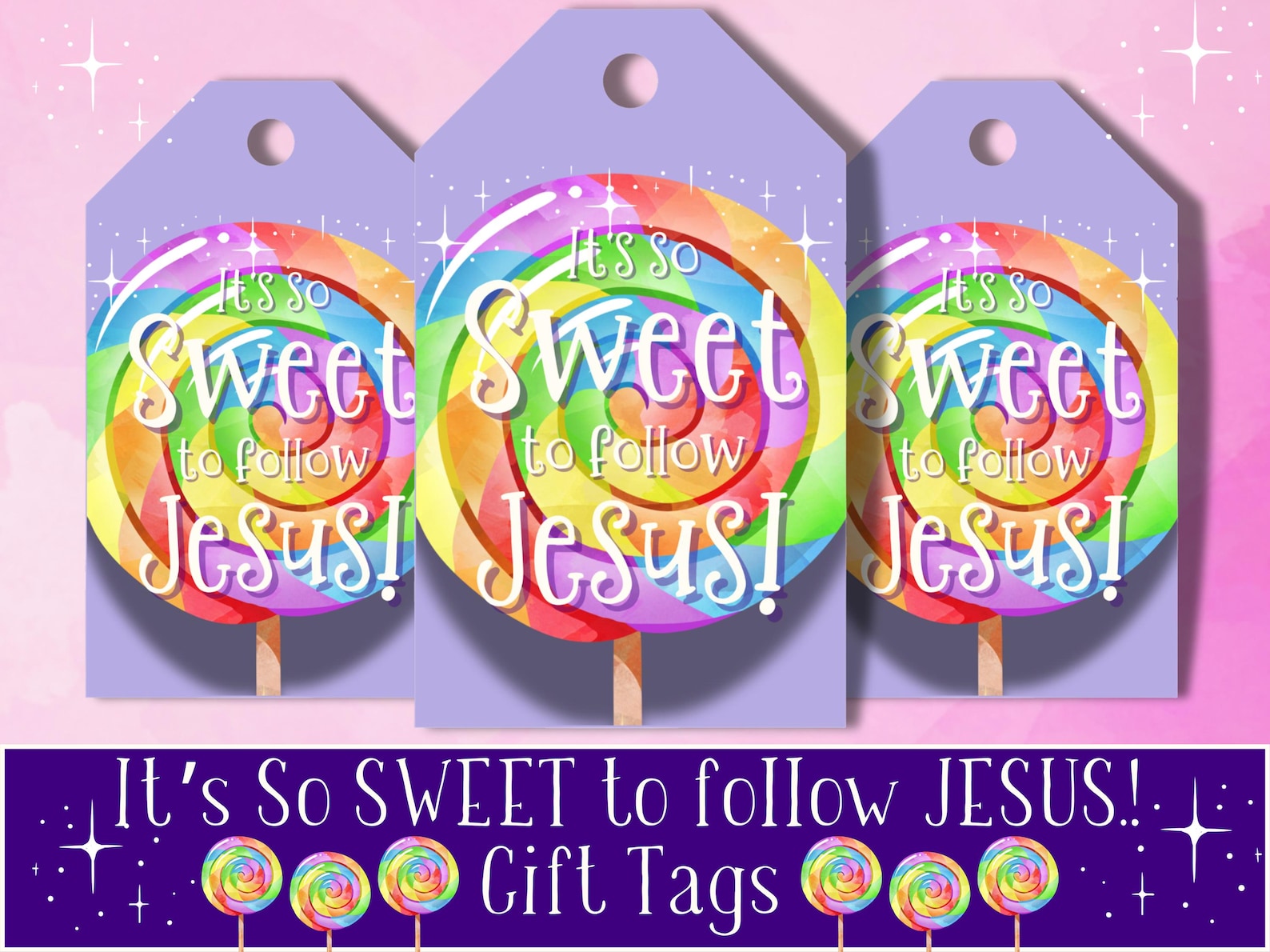 It's so Sweet to Follow JESUS! Gift Tag, Christian Party Favor Tags ...
