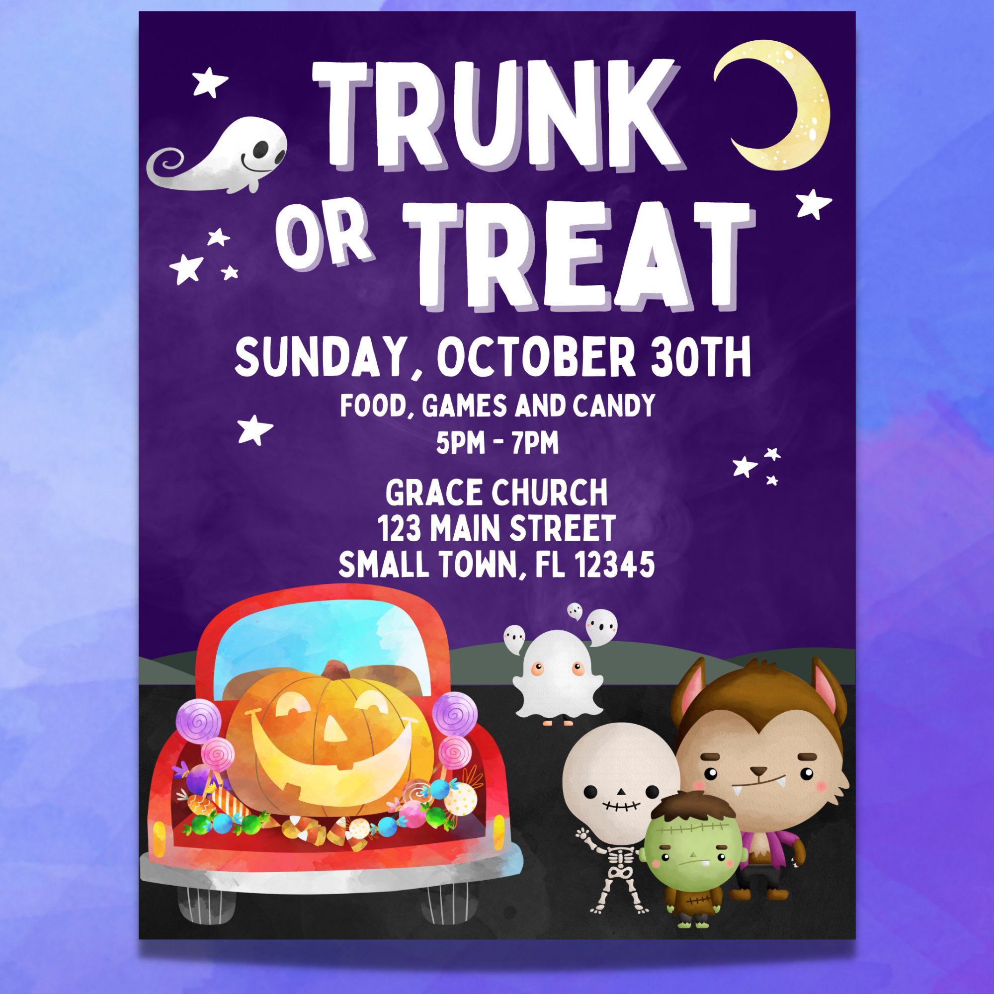 Trunk or Treat Flyer Trunk or Treat Invitation Halloween - Etsy
