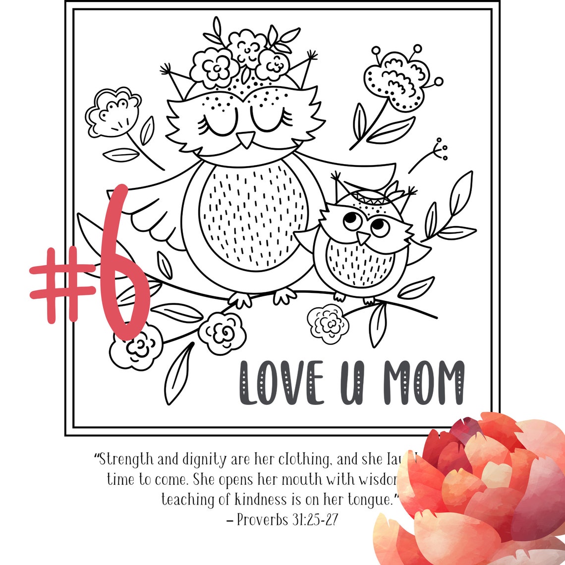 Mother's Day Coloring Pages With Bible Verses - Etsy