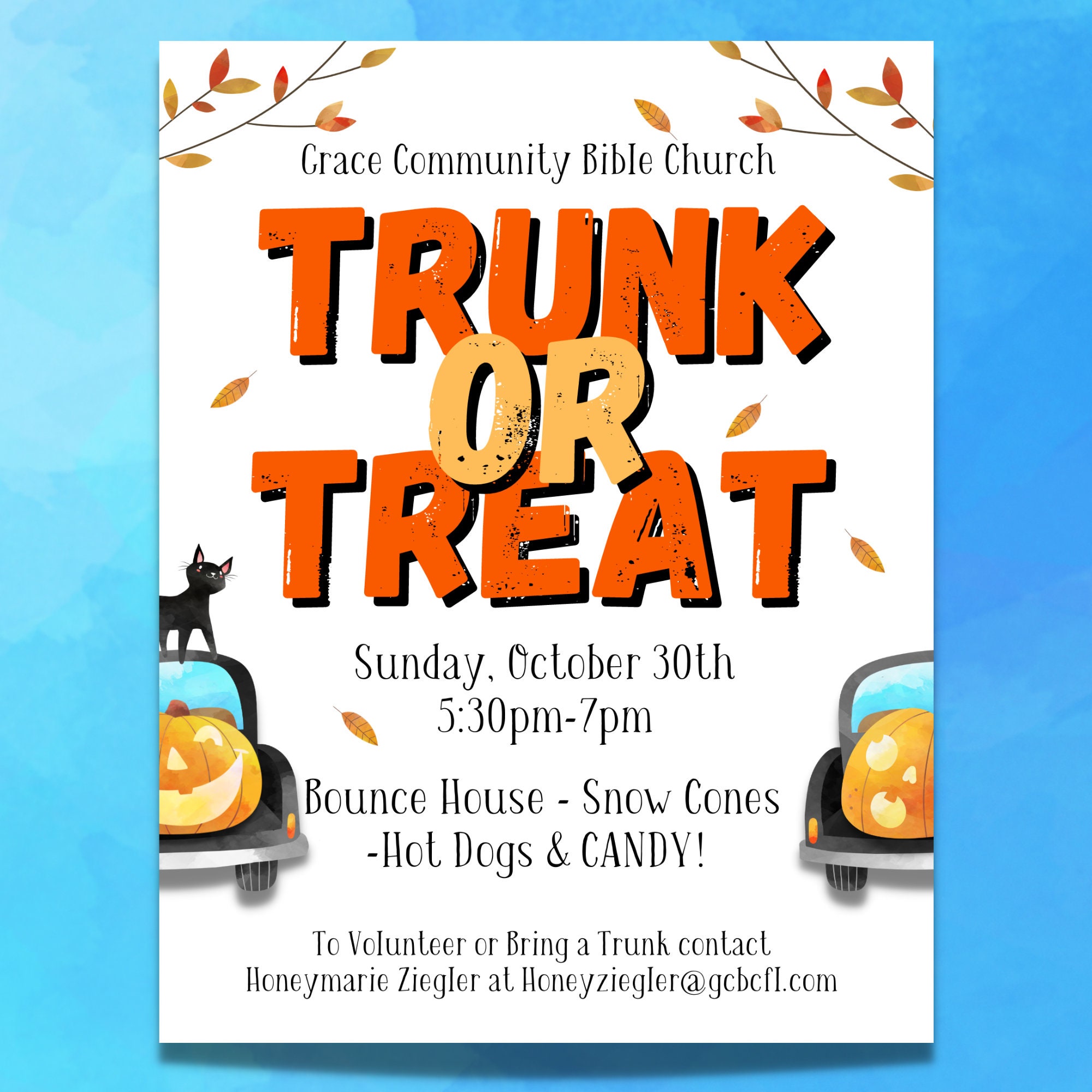 Trunk or Treat Flyer, Trunk or Treat Invitation, Halloween Block Party ...