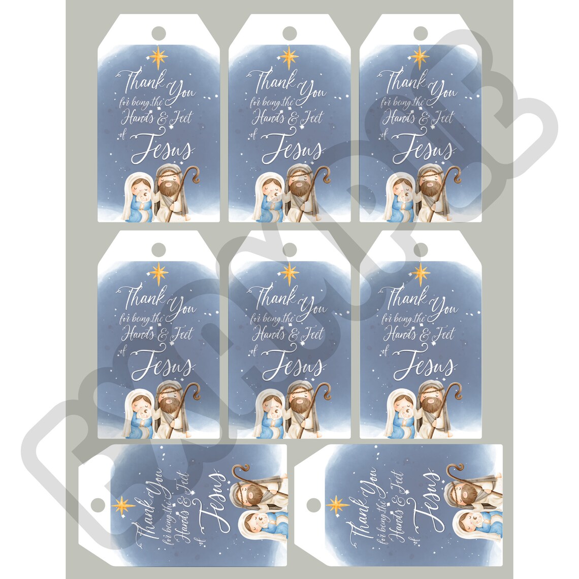 Nativity Christmas Gift Tags Volunteer Gift Tags Volunteer Appreciation ...