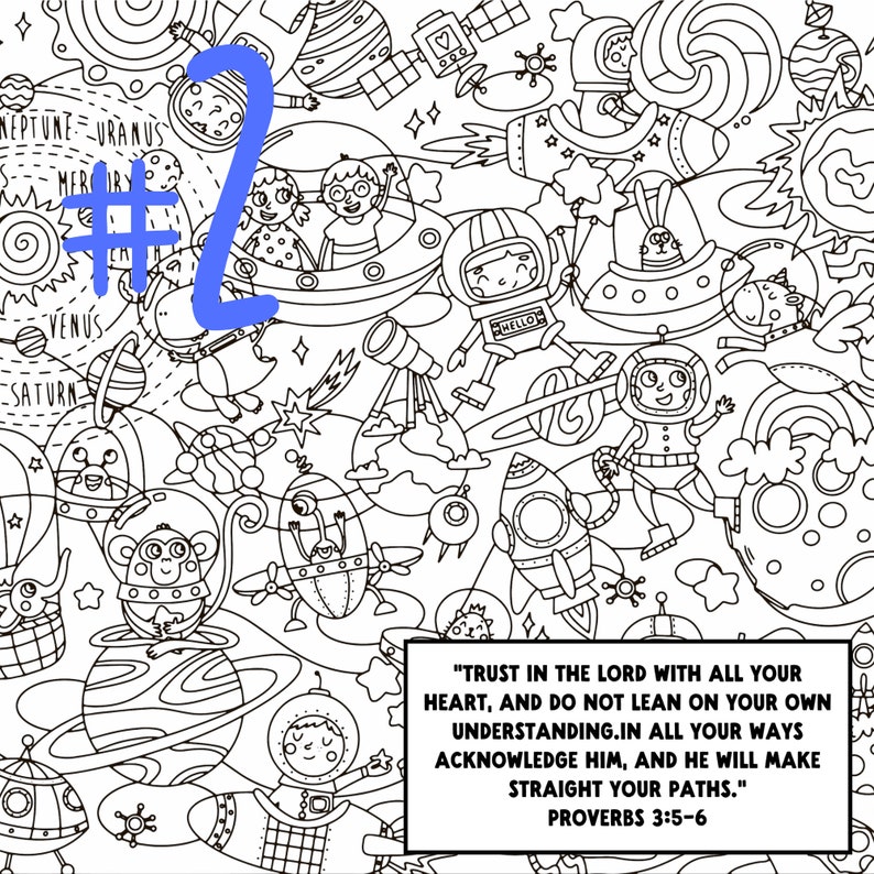 Coloring Sheets With Bible Verses, FUN Space, Dinosaurs, Mermaids, City ...